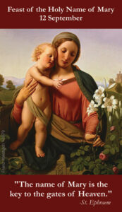 FEAST OF THE MOST HOLY NAME OF THE BLESSED VIRGIN MARY – 12th SEPTEMBER ...